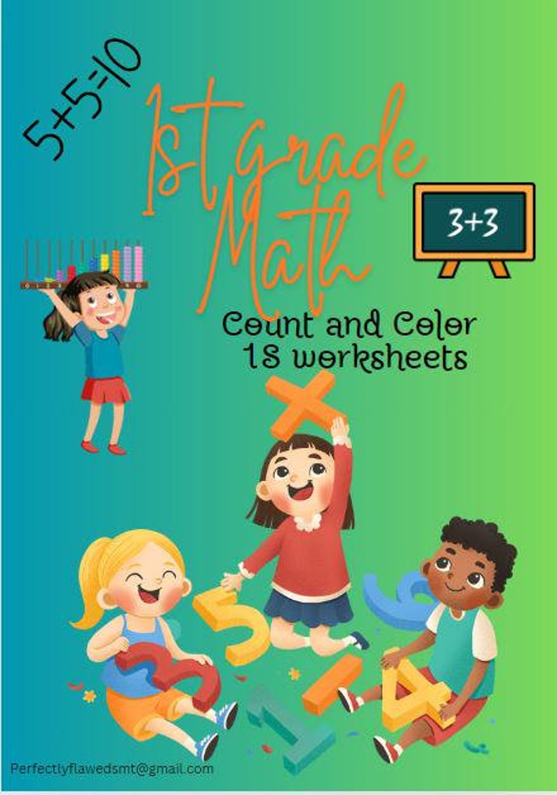 1st Grade Math Count and Color Activity 18 Worksheets - Etsy