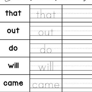 Read Write and Trace 1st Grade Sight Words - Etsy
