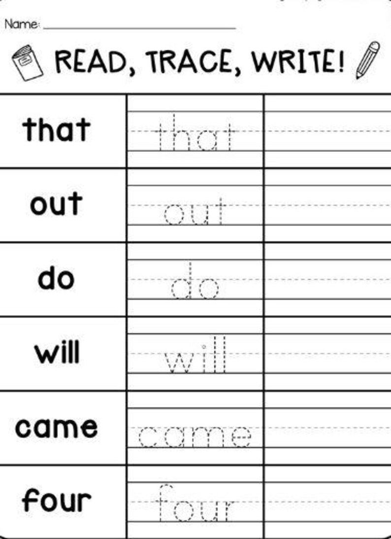 Read Write and Trace 1st Grade Sight Words - Etsy