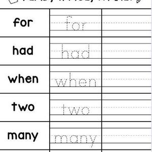 Read Write and Trace 1st Grade Sight Words - Etsy