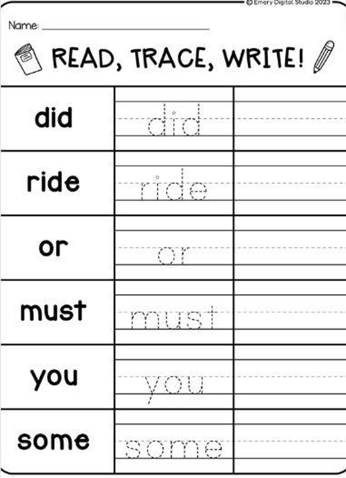 Read Write and Trace 1st Grade Sight Words - Etsy