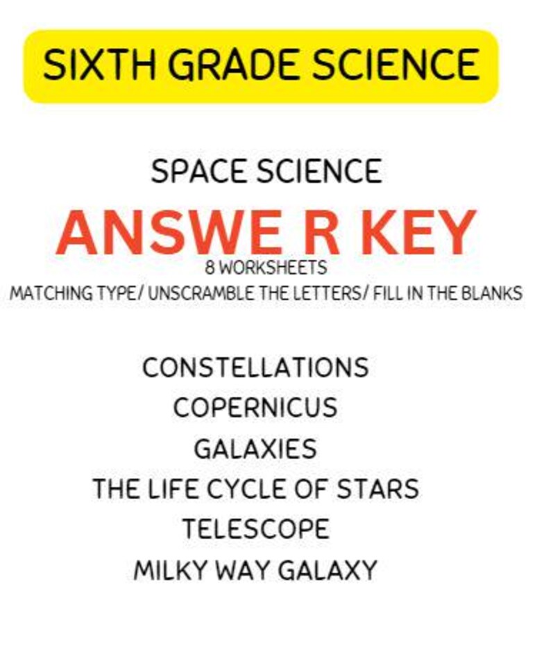 6th Grade Science Workbook 55 Pages of Activities - Etsy