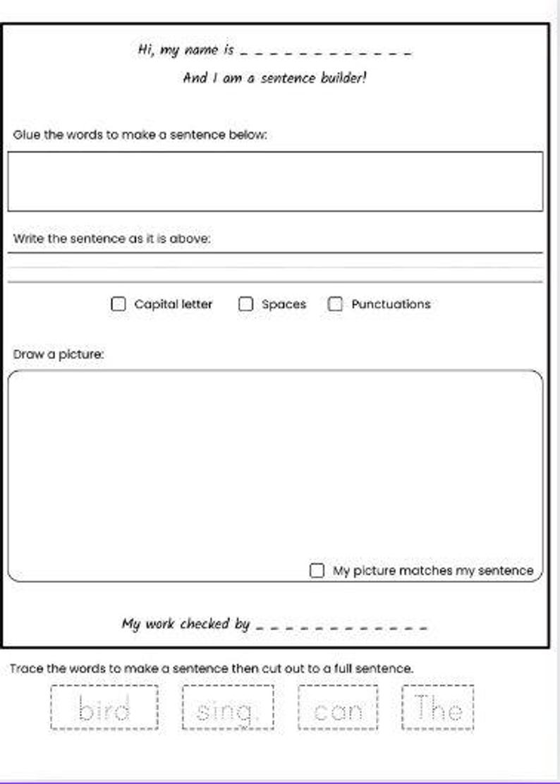 1st Grade Sight Word Sentence Building - Etsy