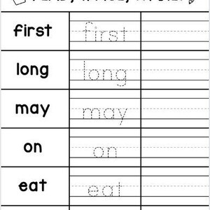 Read Write and Trace 1st Grade Sight Words - Etsy