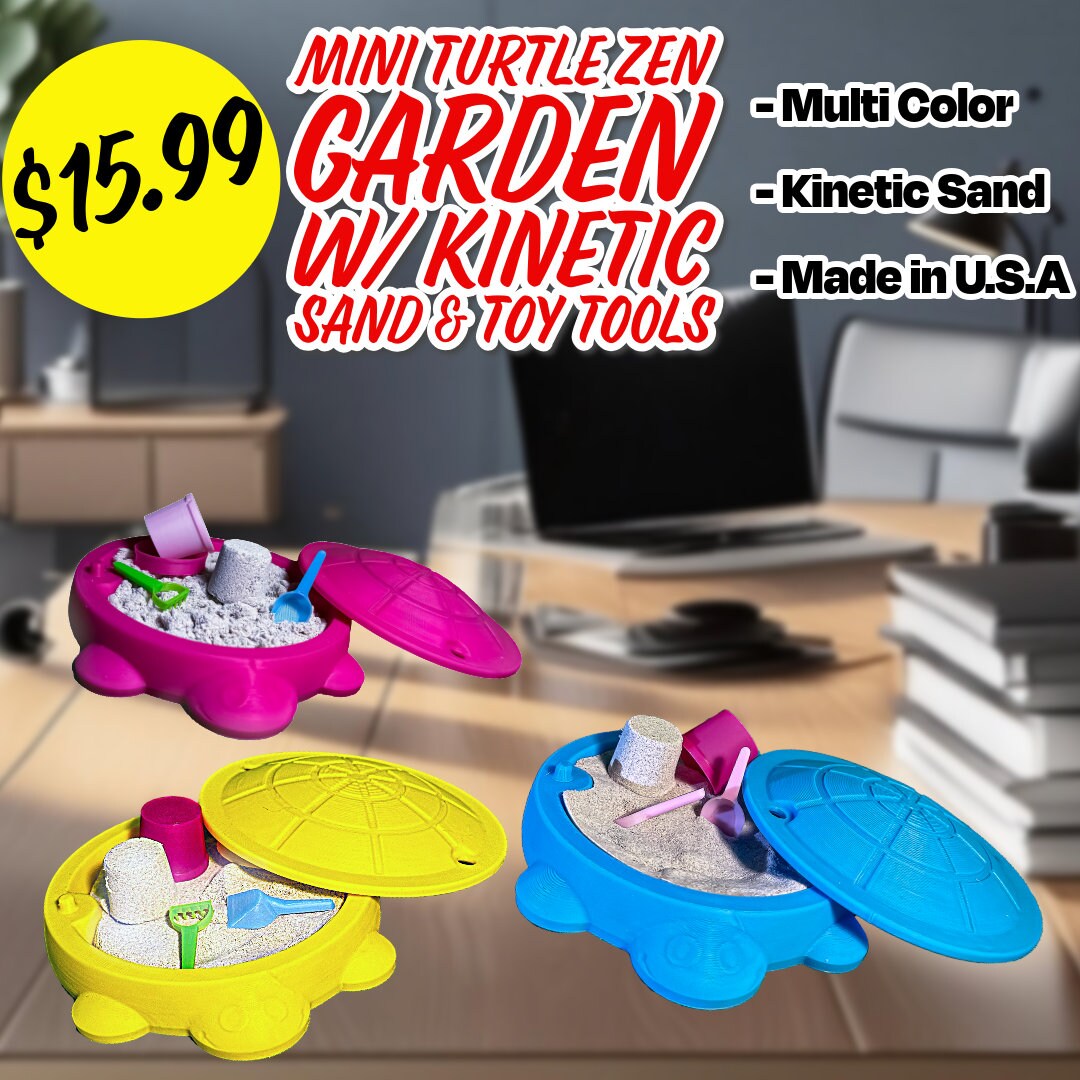 Mini Turtle Zen Garden W/ Kinetic Sand & Toy Tools - Etsy