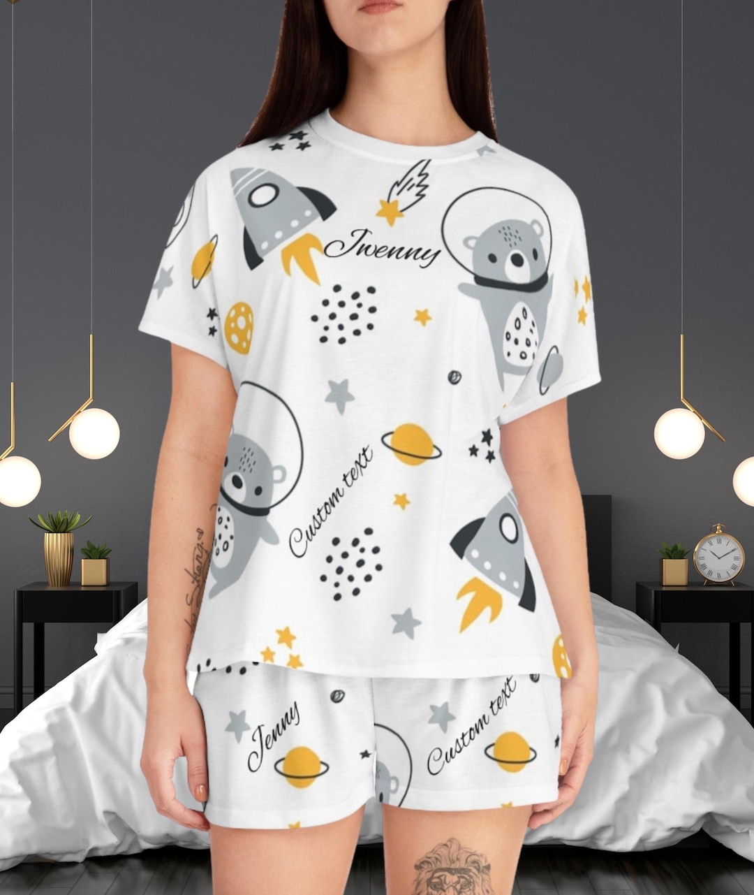 Custom Text Pajamas, Cute Pajamas Set, Women's PJ Set, Gift for Her ...
