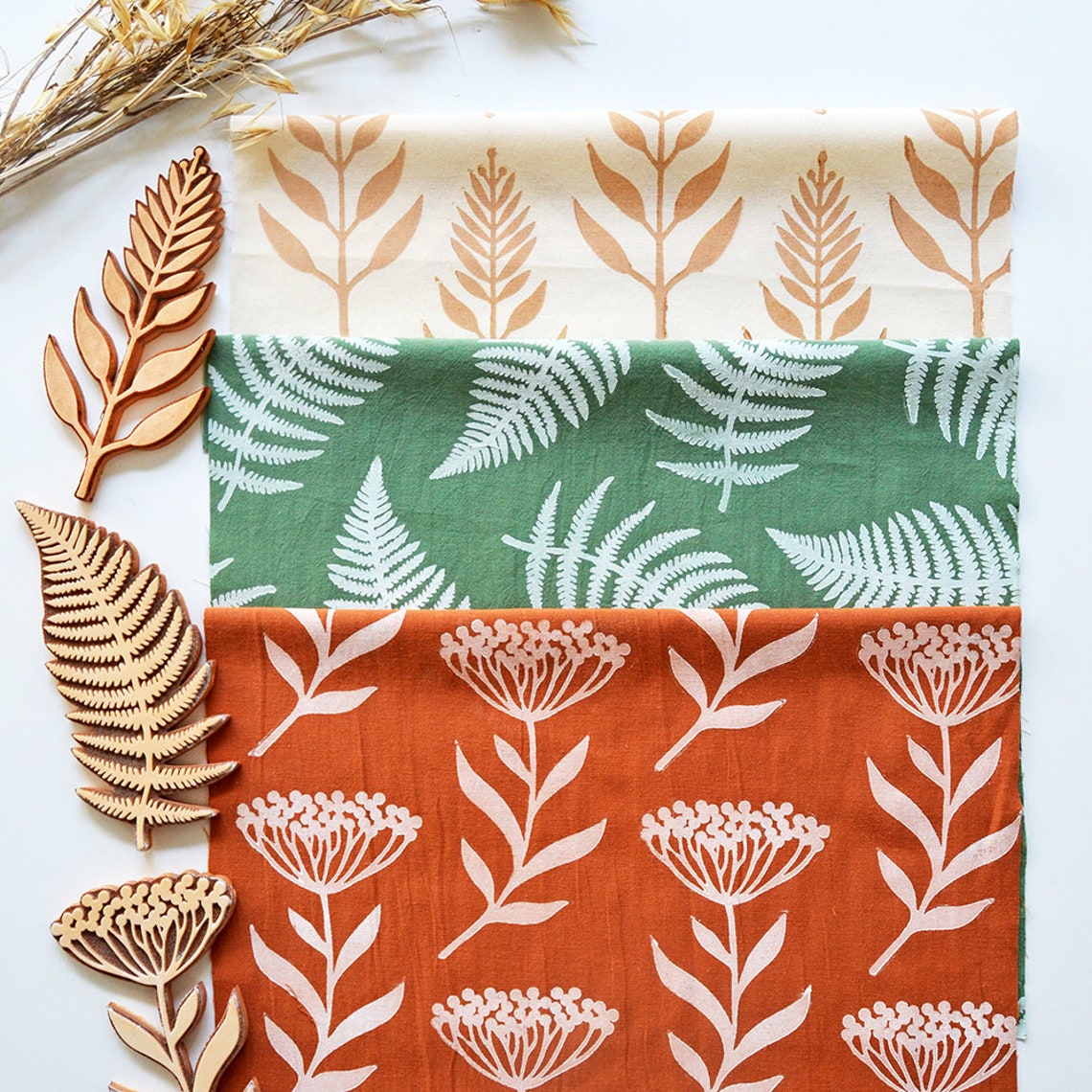 Set of 3 Botanical Rubber Stamps / Large Size / Flowers / Floral Design ...