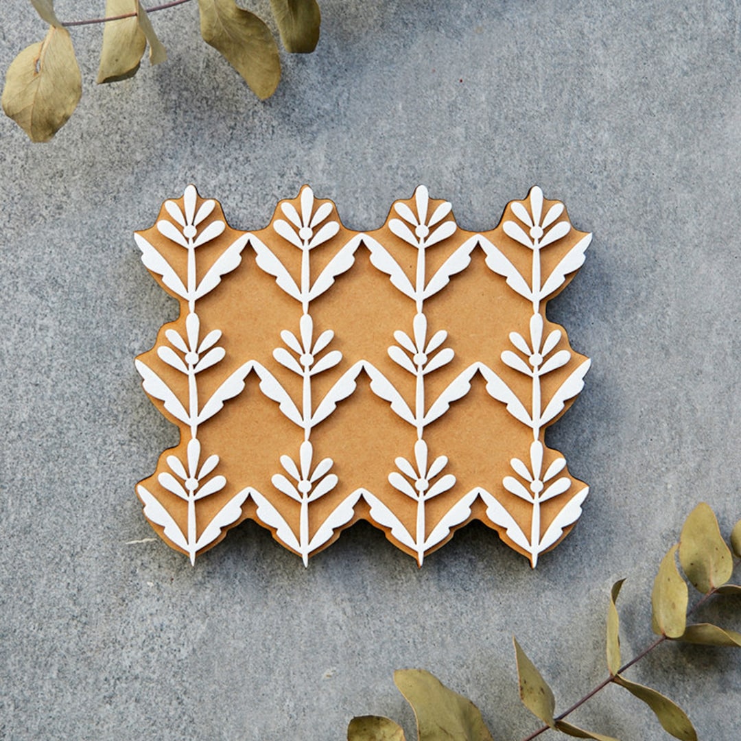 LOTO Rubber Stamp Block, Continuous Print / Botanical / Floral / Large ...