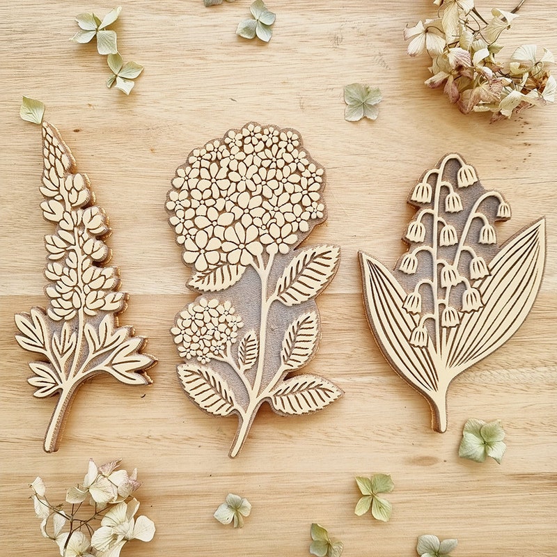Wooden Flower Stamp Set - Etsy