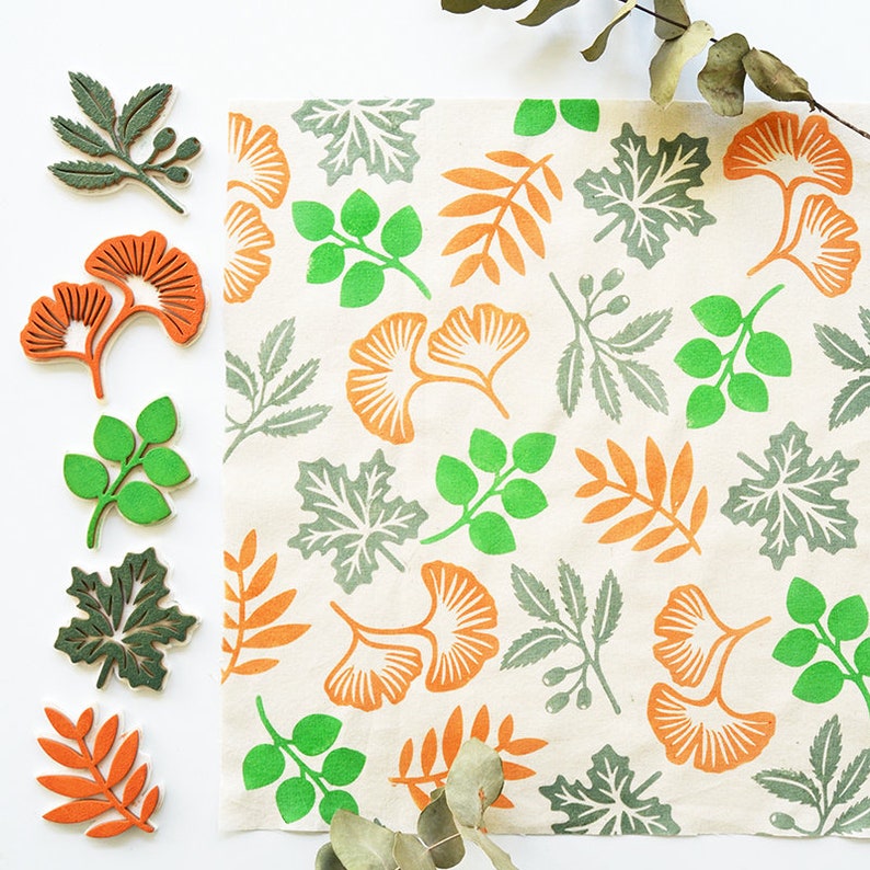 Set of 5 Natura Rubber Stamps / Large Size / Flowers / Floral Design ...