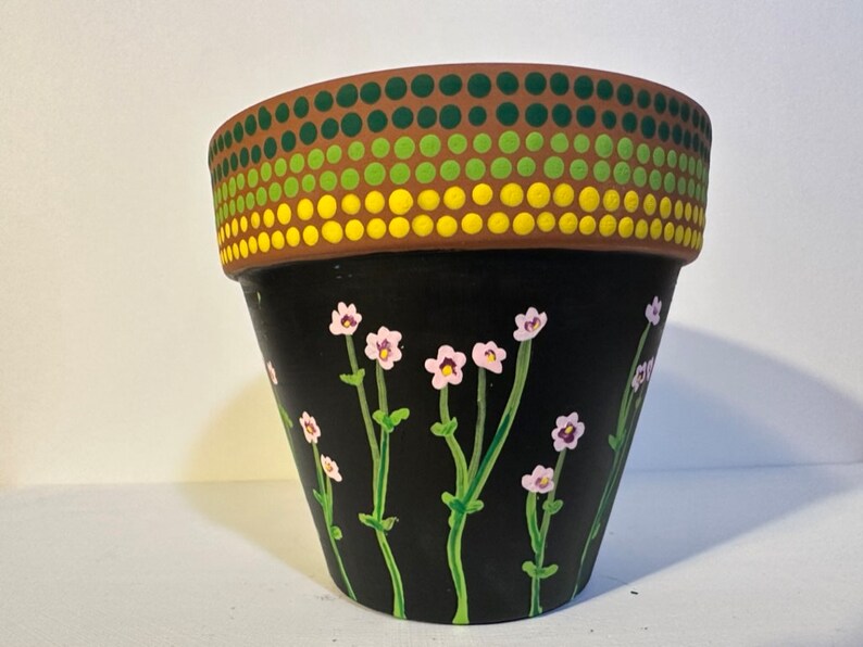 Hand Painted Flower Pot: Cosmos - Etsy