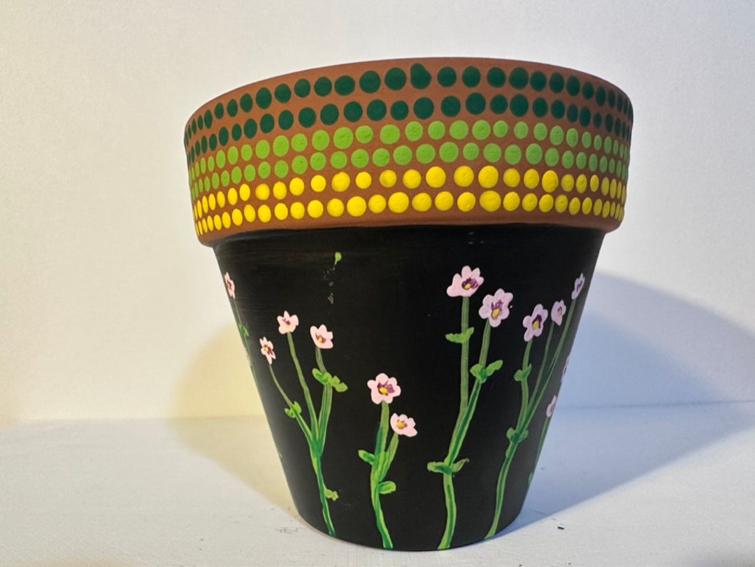 Hand Painted Flower Pot: Cosmos - Etsy