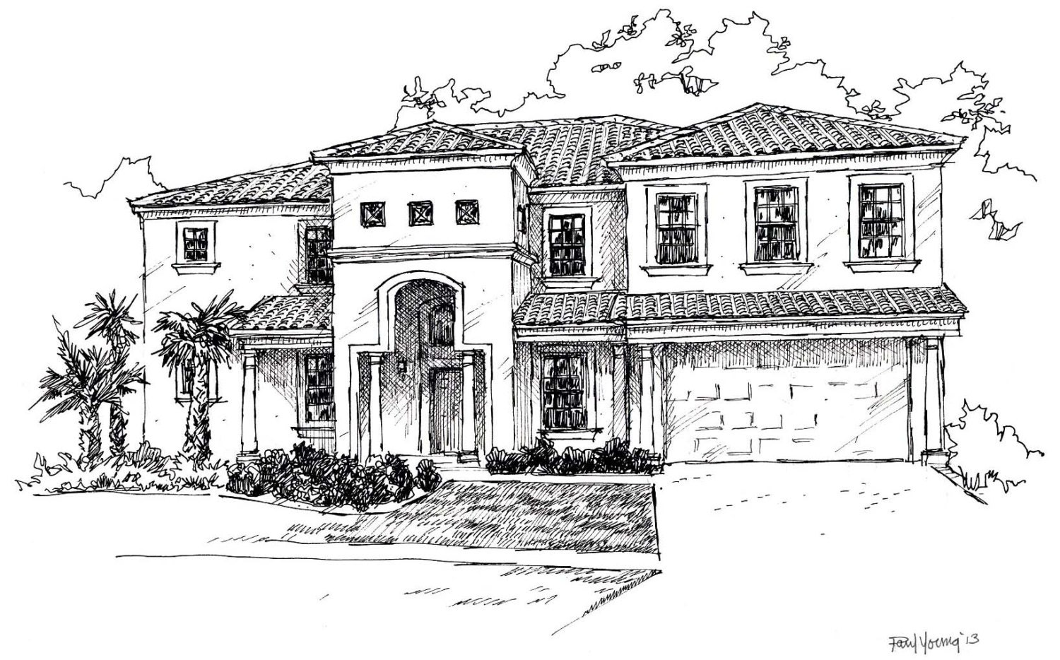 House Portrait Drawing Sketch Pen Ink-any Occasion Gift-free SHIPPING ...