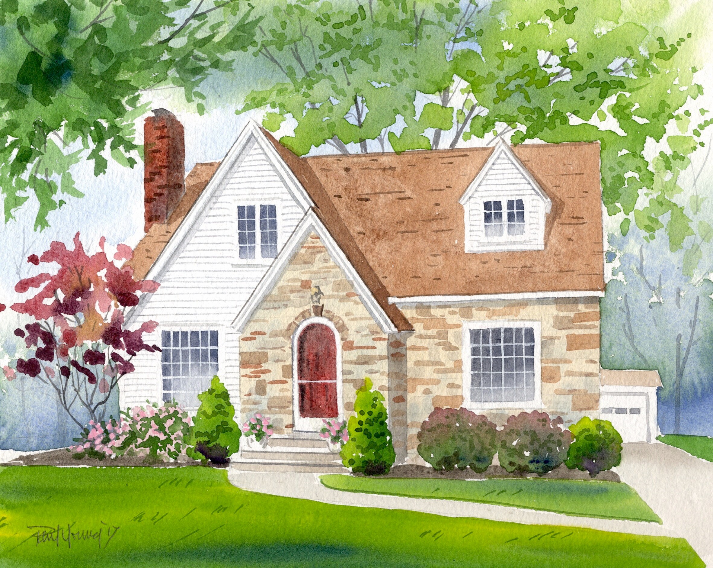 Custom 8x10 Watercolor Home/House Portrait Painting-FREE | Etsy