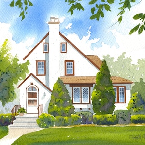 Custom House Hand Painting Home Portrait Classic Drawing Sketch Art ...