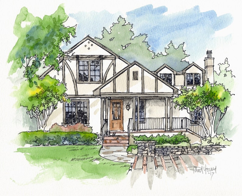 Custom House Painting Home Portrait Drawing Sketch Gift-free SHIPPING ...