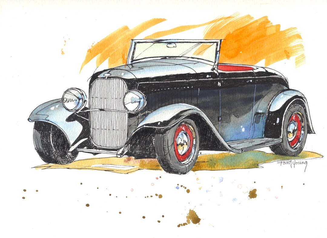 Custom Automobile Art Print-1932 Ford Street Rod-print From an Original ...