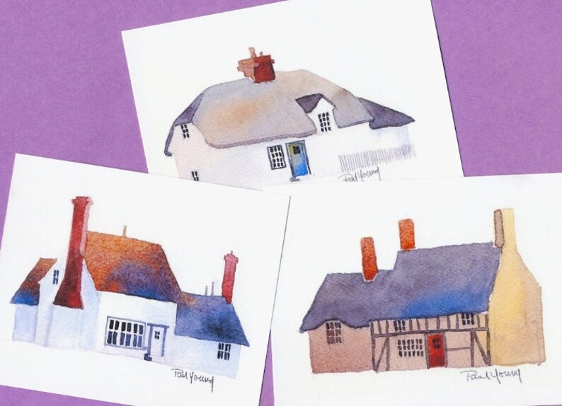 Boxed Note Cards-english Cottages-printed From Original - Etsy