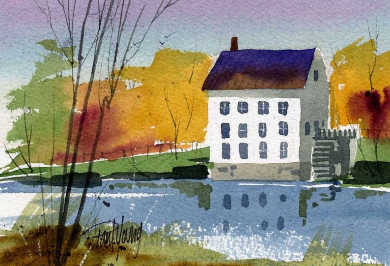 Fine Art Print From Original Watercolor Painting-mansfield Mill - Etsy