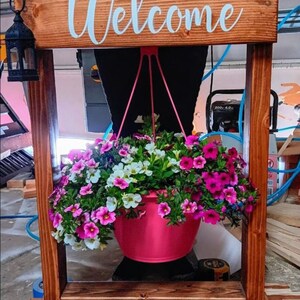 Wood Planter Porch Home Decor Crafts Welcome Sign Light Stand Hanging ...