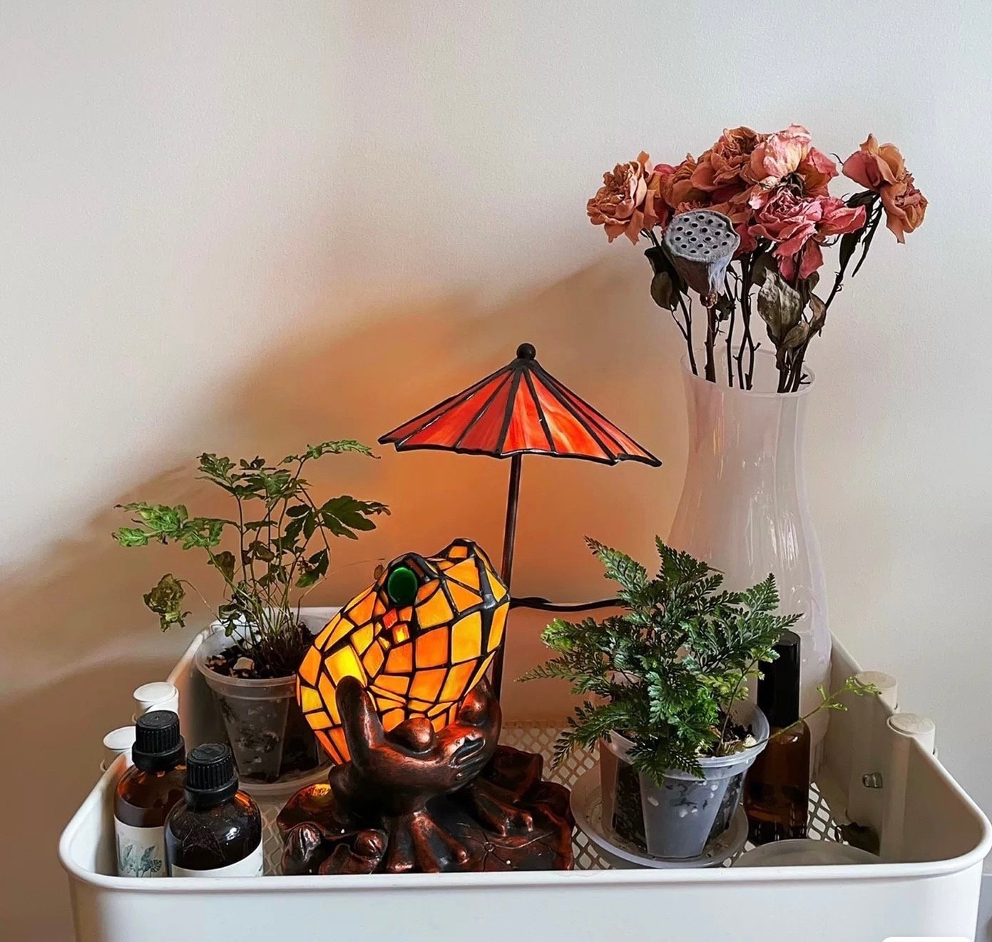 Frog Umbrella Tiffany Table Lamp, Home Decor, Handmade Antique Lighting ...