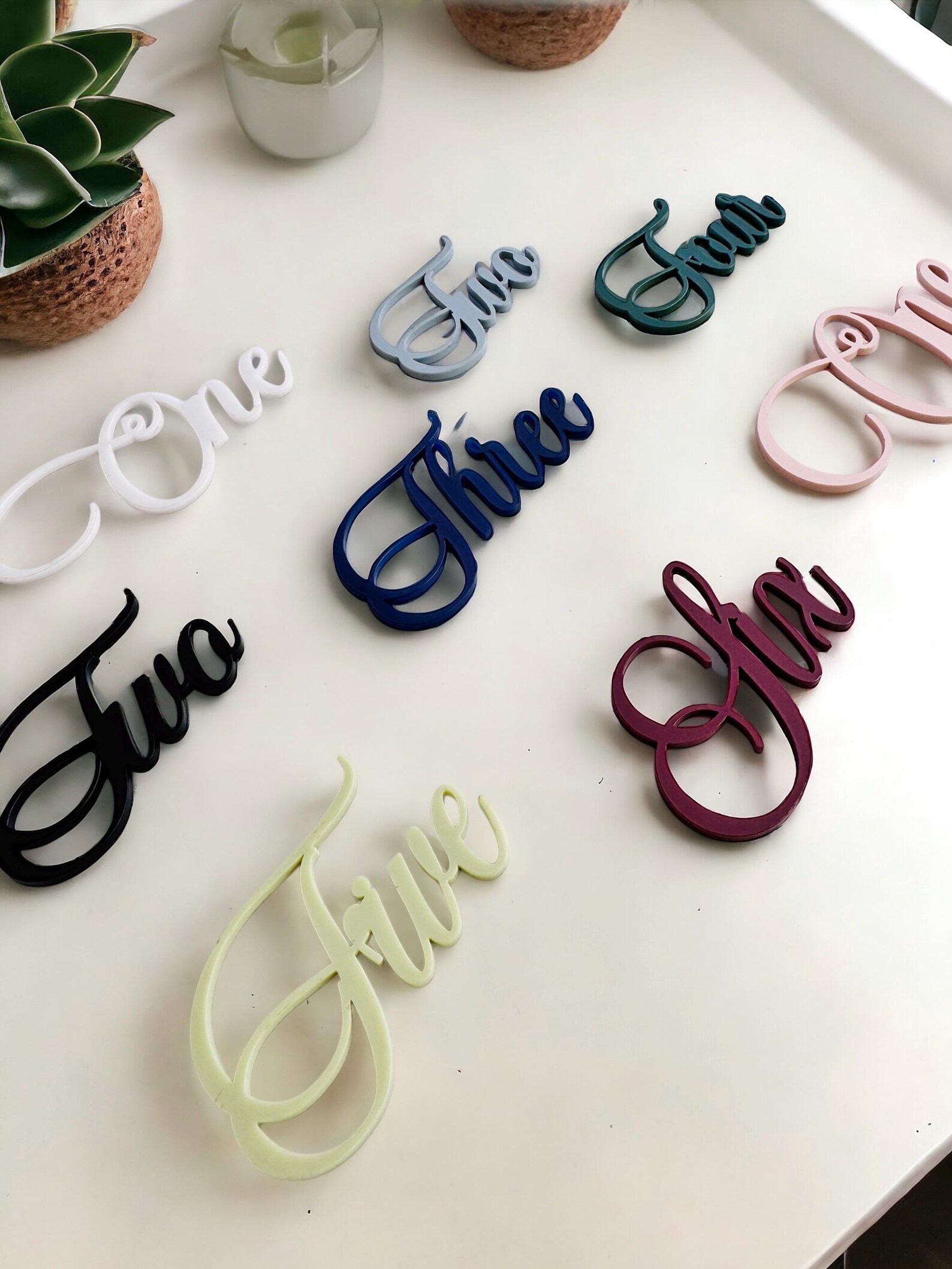 Custom Color Laser Cut Cursive Wedding Table Number Wording Place Card ...
