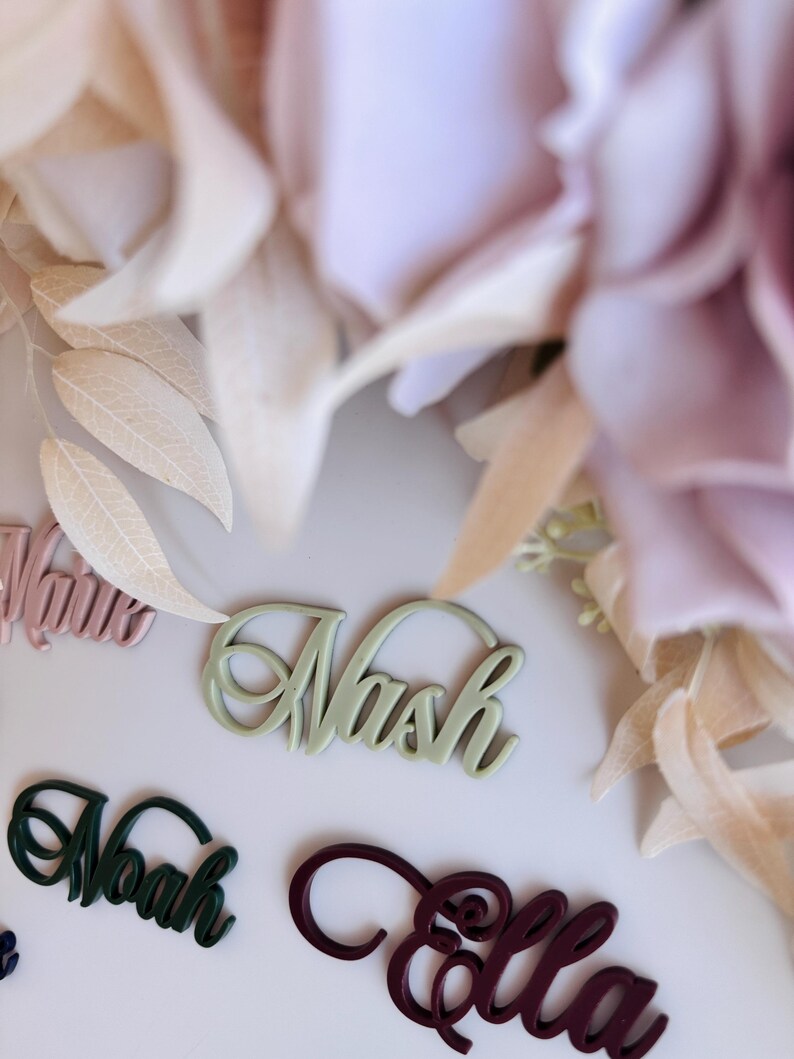 Custom Color Laser Cut Cursive Wedding Name Wording Place Card Cut Outs ...
