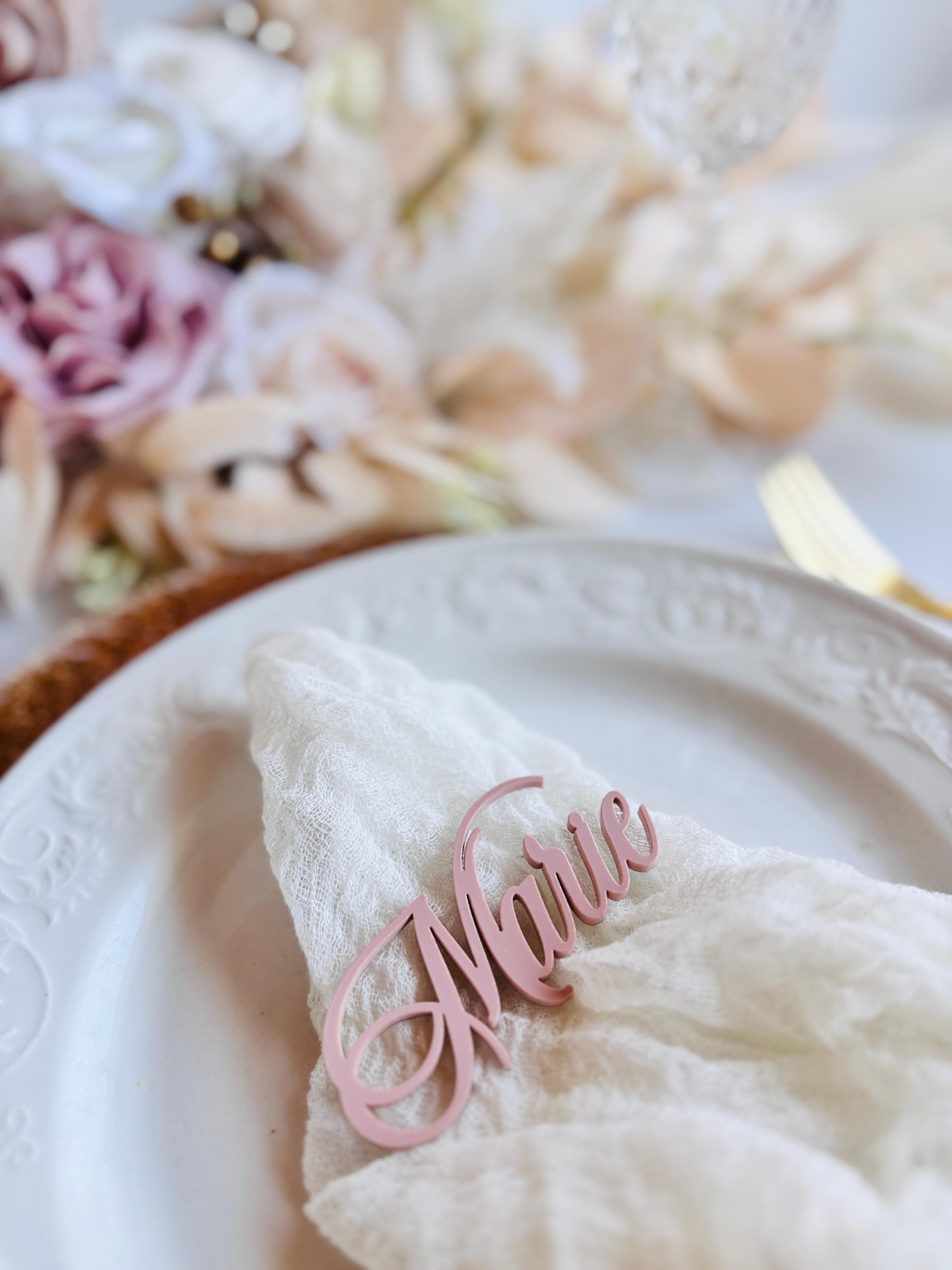 Custom Color Laser Cut Cursive Wedding Name Wording Place Card Cut Outs ...