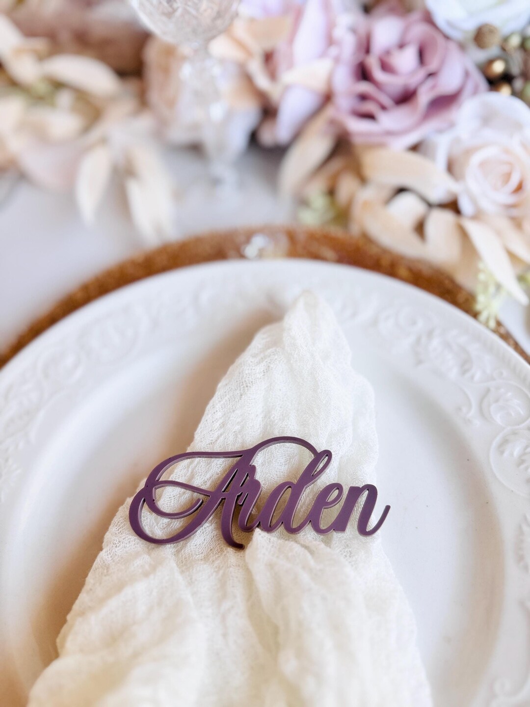 Custom Color Laser Cut Cursive Wedding Name Wording Place Card Cut Outs ...