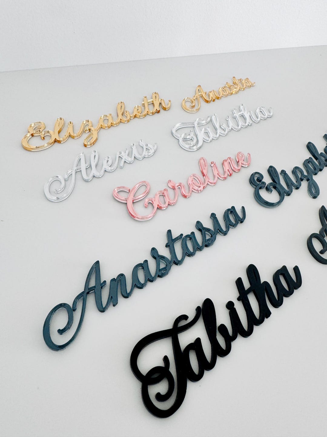Custom Laser Cut Wedding Name Place Card Cut Outs, Gold, Silver ...
