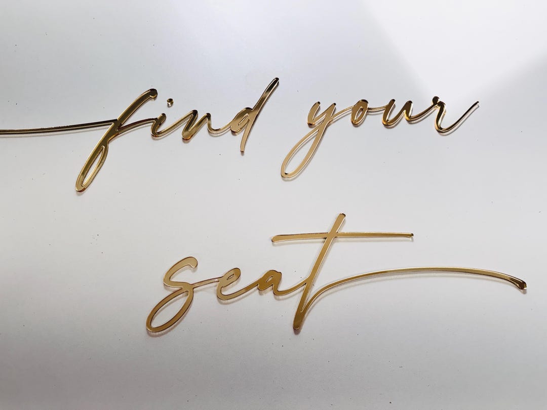 Find Your Seat Gold Mirror Laser Cut Cursive Wording for DIY Seating ...