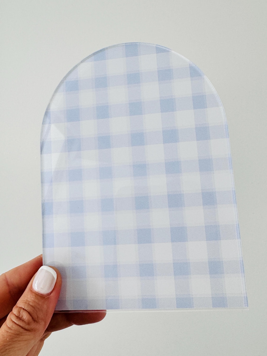 Gingham Plaid Check Blue Chinoiserie Patterned Print, UV Acrylic, French Maker's Craft Sheet ...