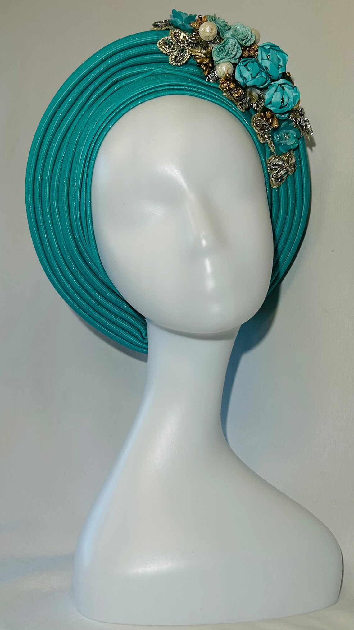 Round African Autogele Handcrafted Solid Colours for Women Turban ...