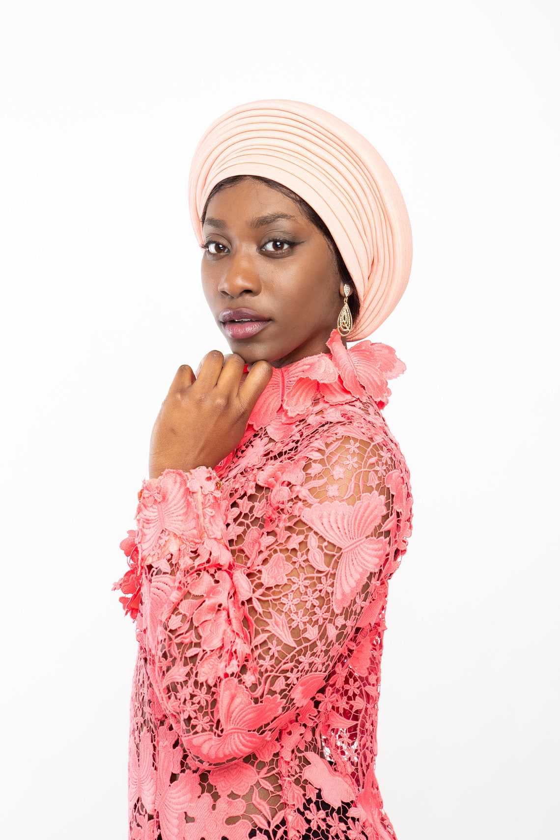 Round African Autogele Handcrafted Solid Colours for Women Turban ...