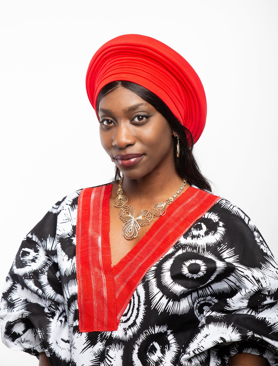 Round African Autogele Handcrafted Solid Colours for Women Turban ...