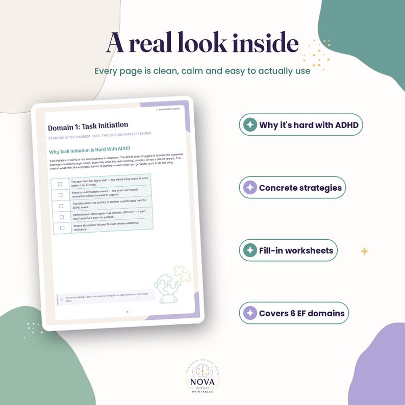 ADHD Executive Function Kit | Task Initiation, Working Memory, Time ...