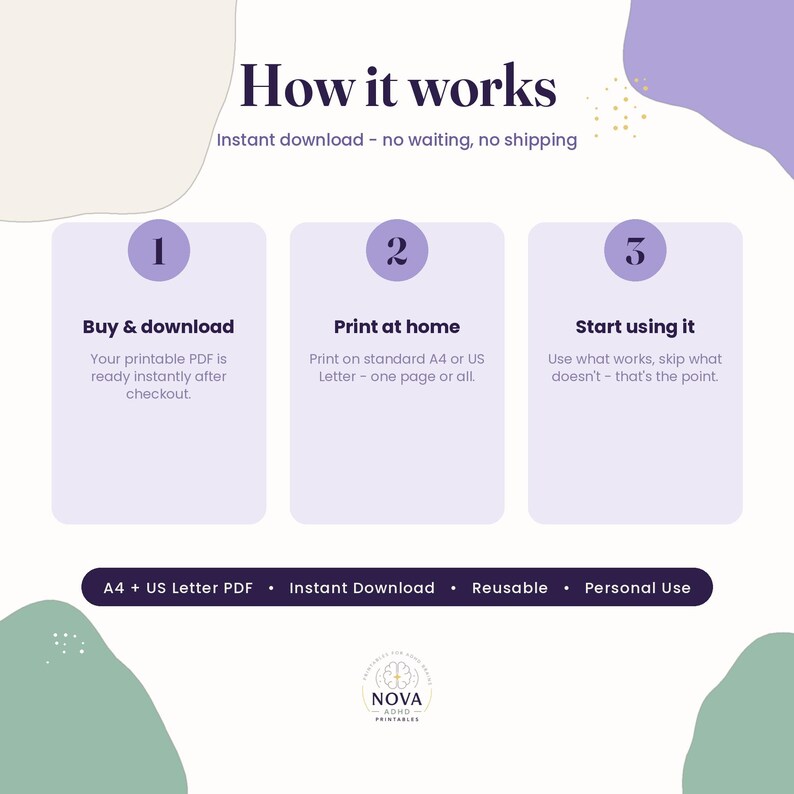 ADHD Brain Dump Journal | Mental Declutter, Worry Sort Pages (printable ...
