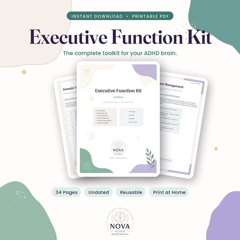ADHD Executive Function Kit | Task Initiation, Working Memory, Time ...