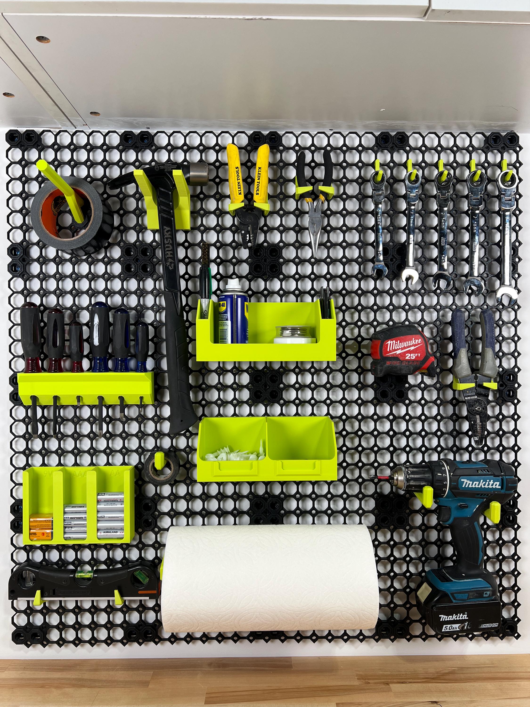Modular Wall Mounted Tool Organizer Starter Kit - 16 Tile Multiboard ...