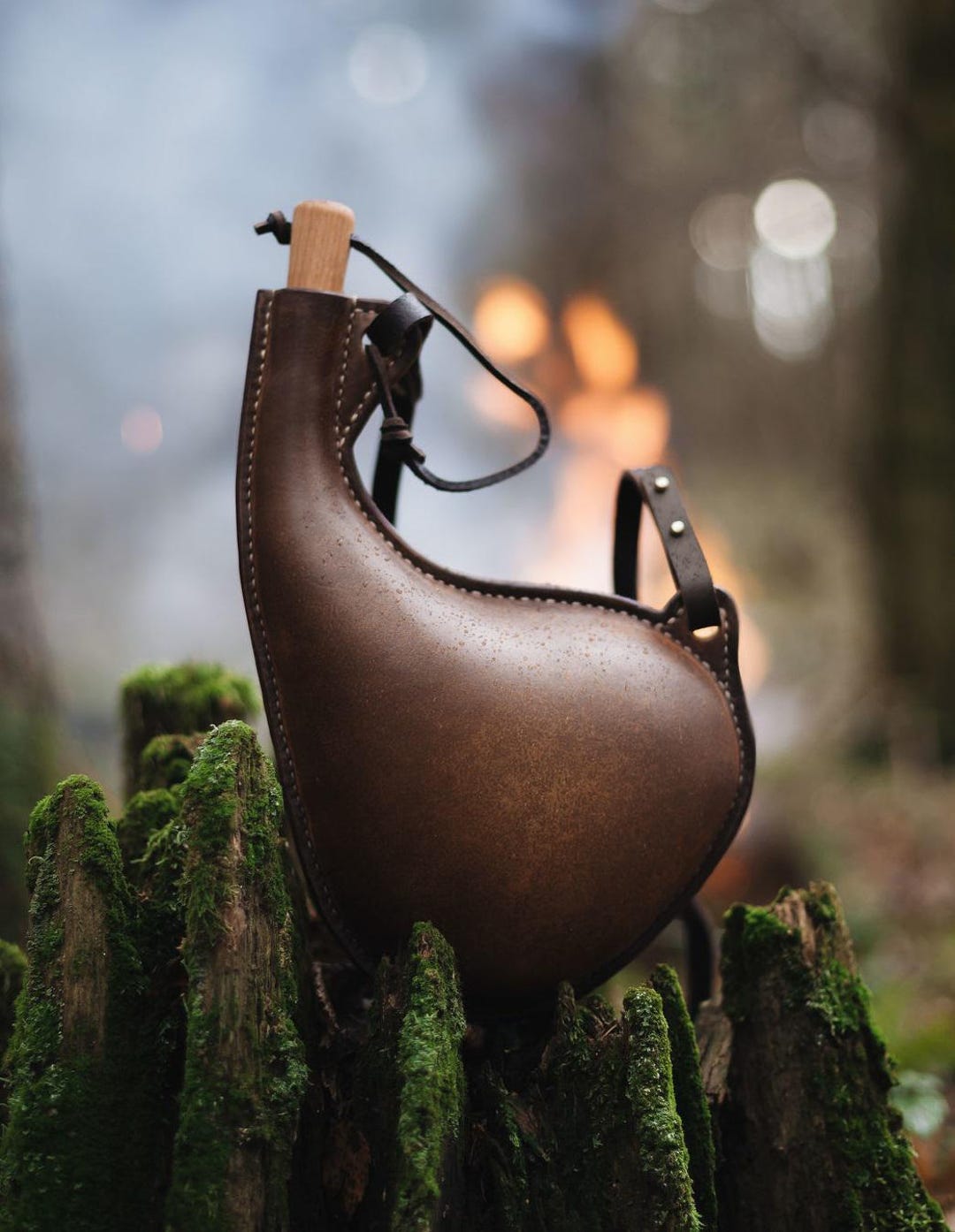 33 Oz Leather Costrel wineskin Hand Crafted Canteen Bottle With ...