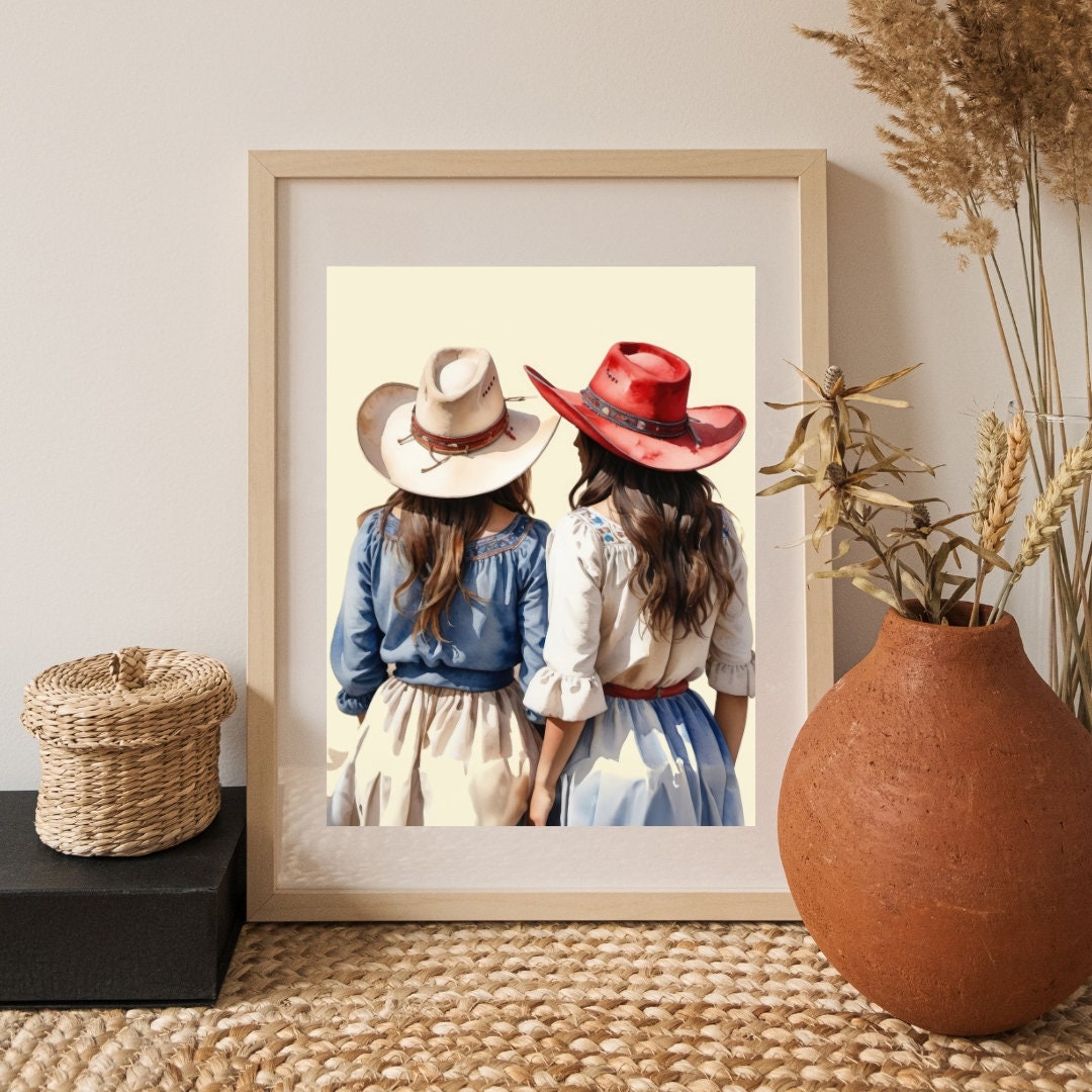 Cowgirl Sisters Printable Poster Art, Sister Gift, Country Music Poster ...
