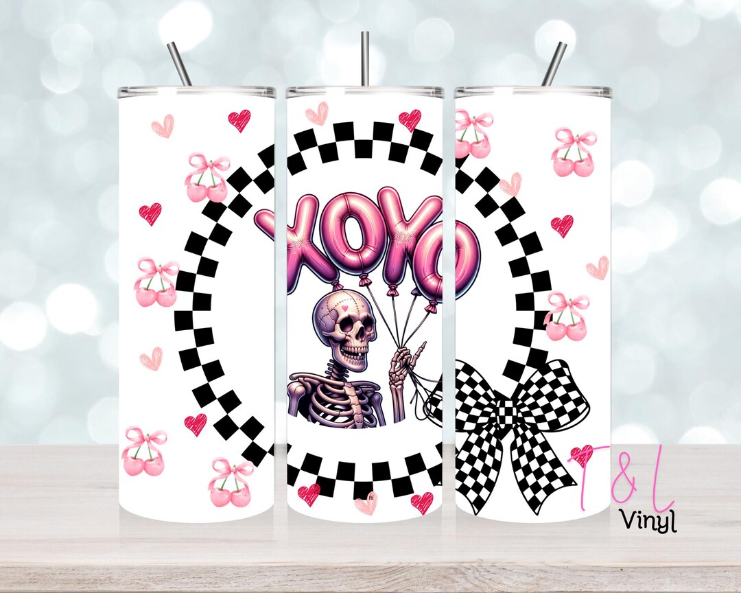 XOXO Skeleton 20oz Sublimation, Skeleton Valentine PNG, Funny Valentine ...