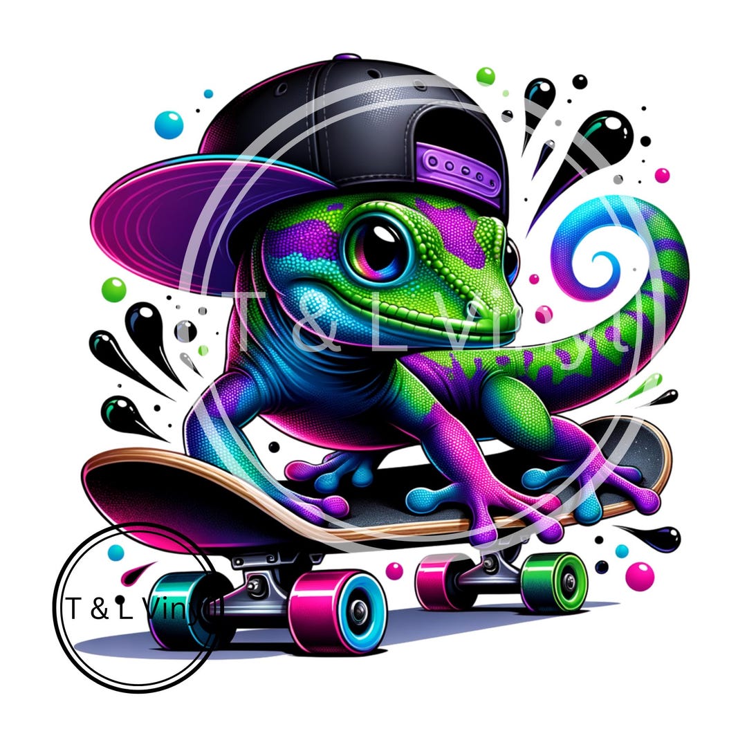 Skateboard Lizard Print PNG Png Clipart Shirt Design Png Floral Shirt ...