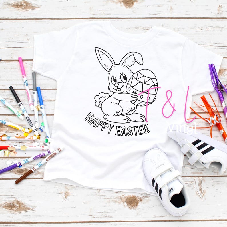 Easter Colouring in Shirt Print PNG Png Children Shirt Design Png ...