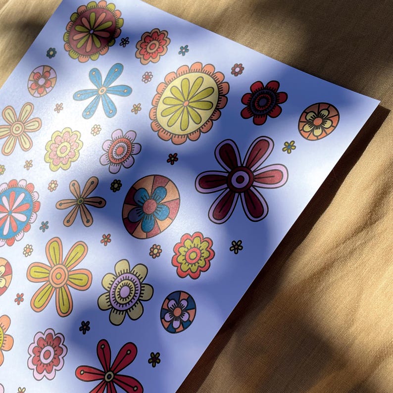 Printable Colouring Page Featuring Illustrative Hand Drawn Flower ...