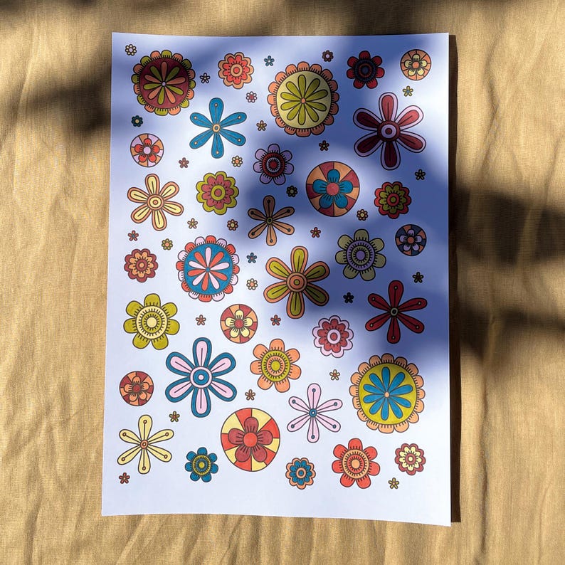 Printable Colouring Page Featuring Illustrative Hand Drawn Flower ...