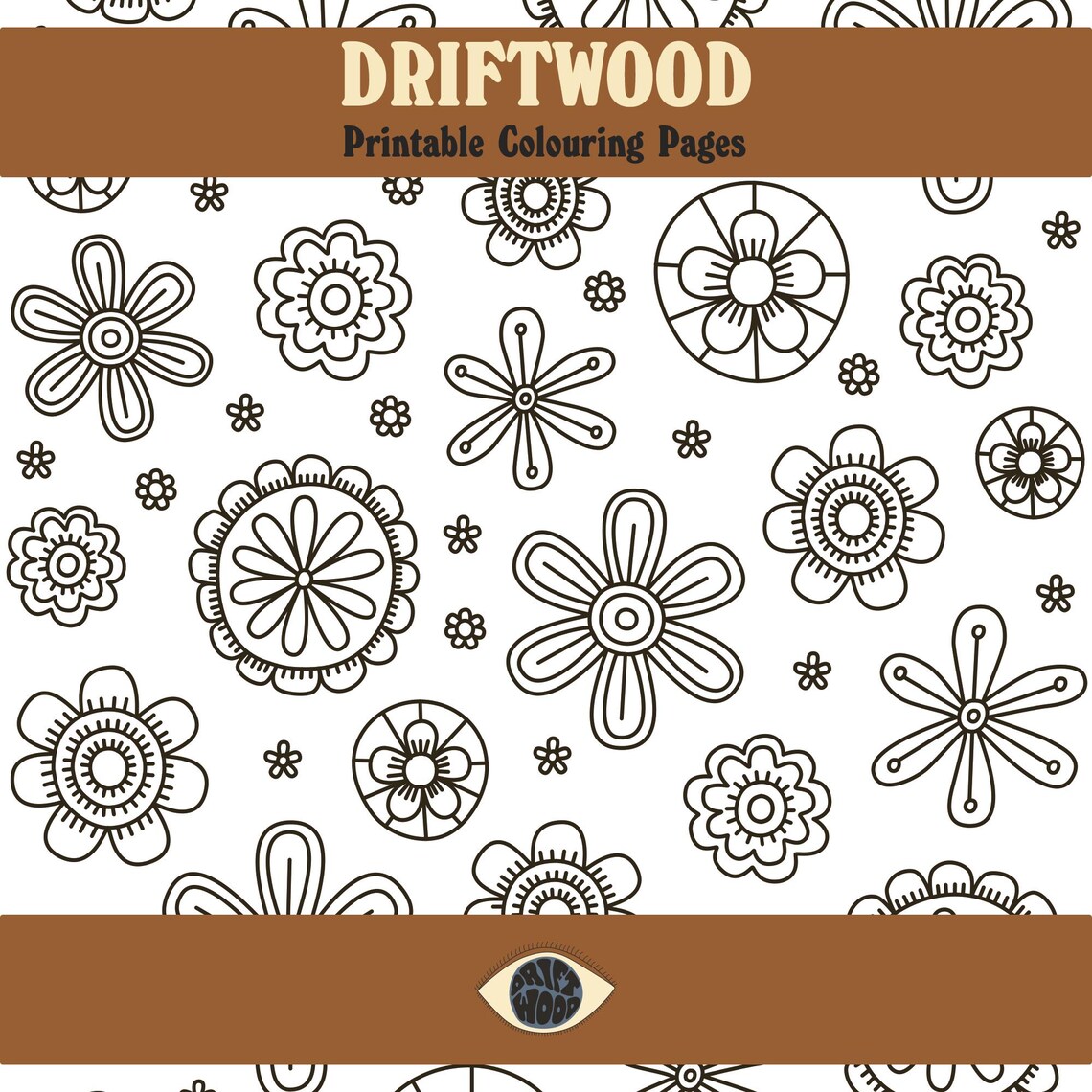 Printable Colouring Page Featuring Illustrative Hand Drawn Flower ...
