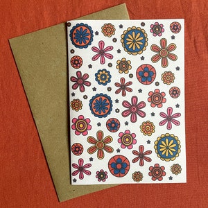 Flower Power Birthday Digital Greeting Card for Teacher Print at Home ...