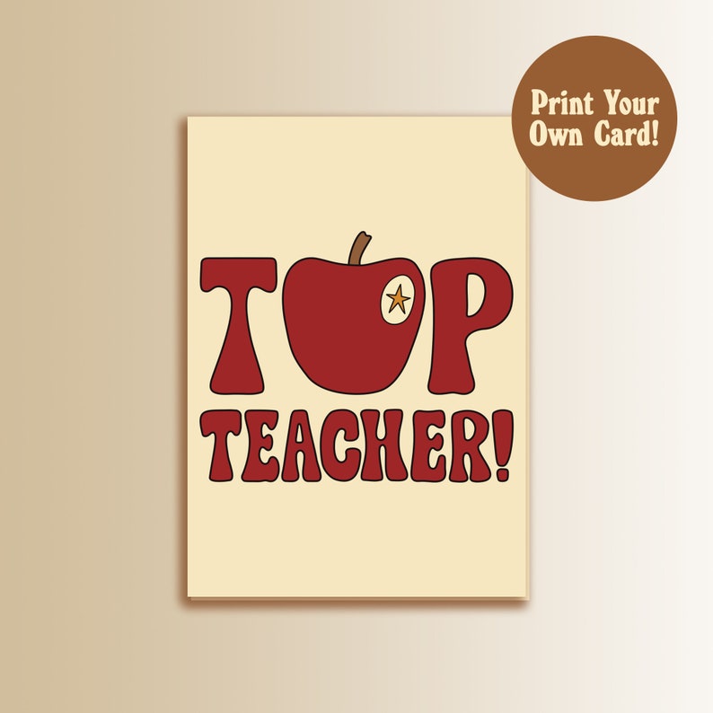 Thank You Teacher Card Digital Download Print End of Term Gifts Red ...