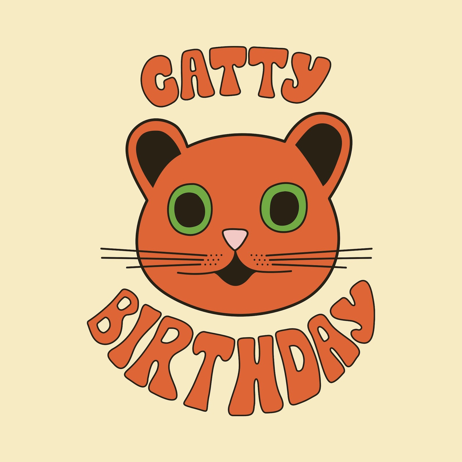 Printable Catty Birthday Card, Digital Greetings Card, Instant Download ...